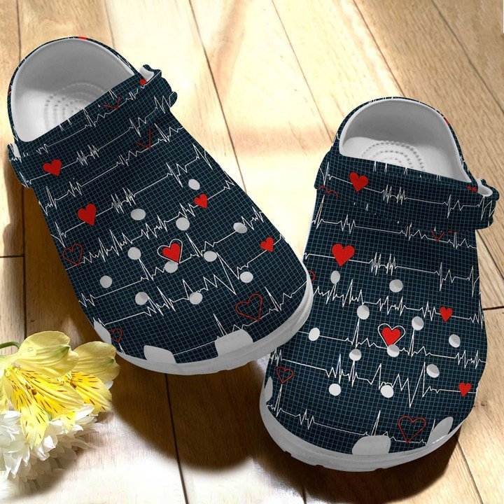 Heartbeat Custom Name Nurse Shoes Crocs Clogs Gift Navy – Justbeperfect ...