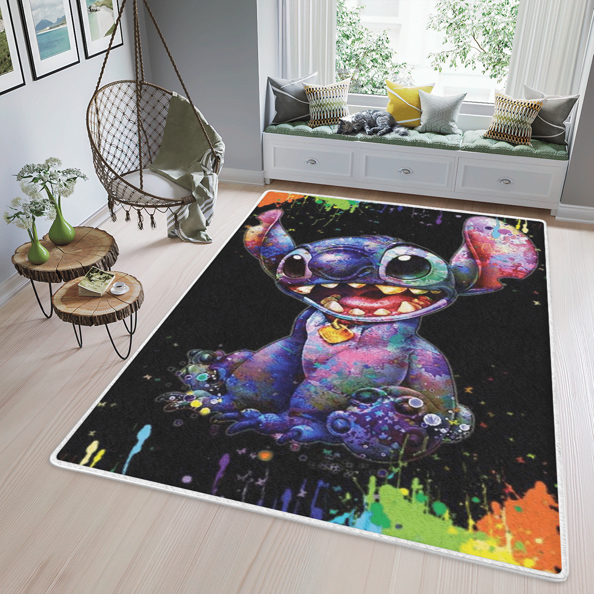 Stitch Water Color Rug Living Room And Bed Room Rug Gift Us Decor ...