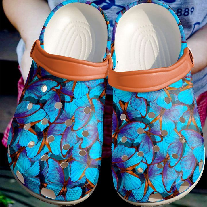 Butterfly Blue Pattern Crocs Crocband Clog Comfortable For Mens Womens ...