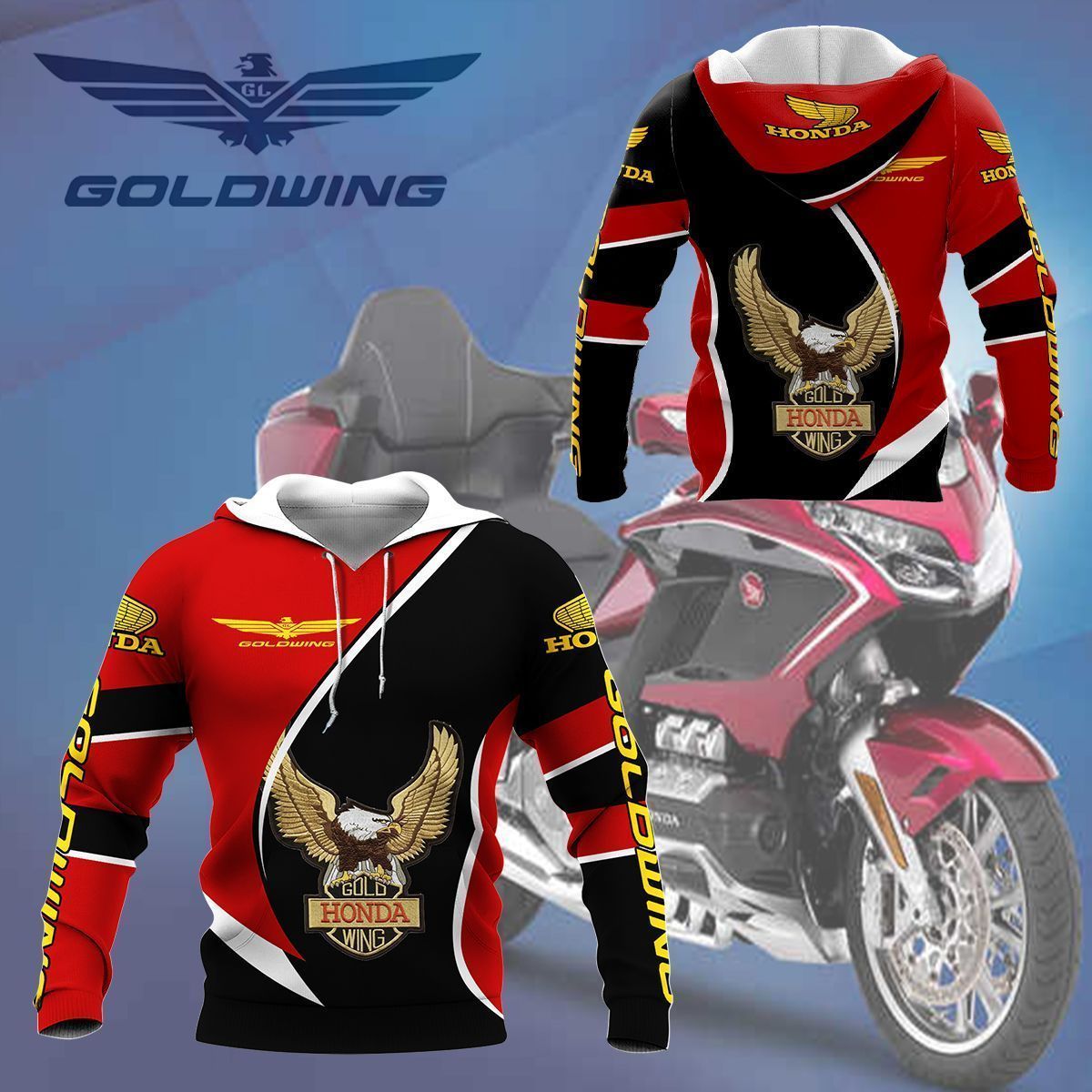 3D All Over Printed Honda Gold Wing Shirts Ver 4 (Red) - Redditprint NDP Store