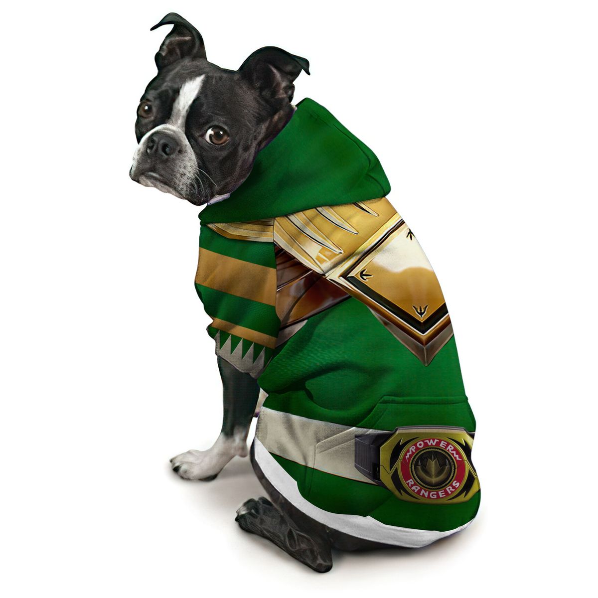 Gearhumans 3D Mighty Morphin Green Power Rangers Custom Pet Hoodie ...