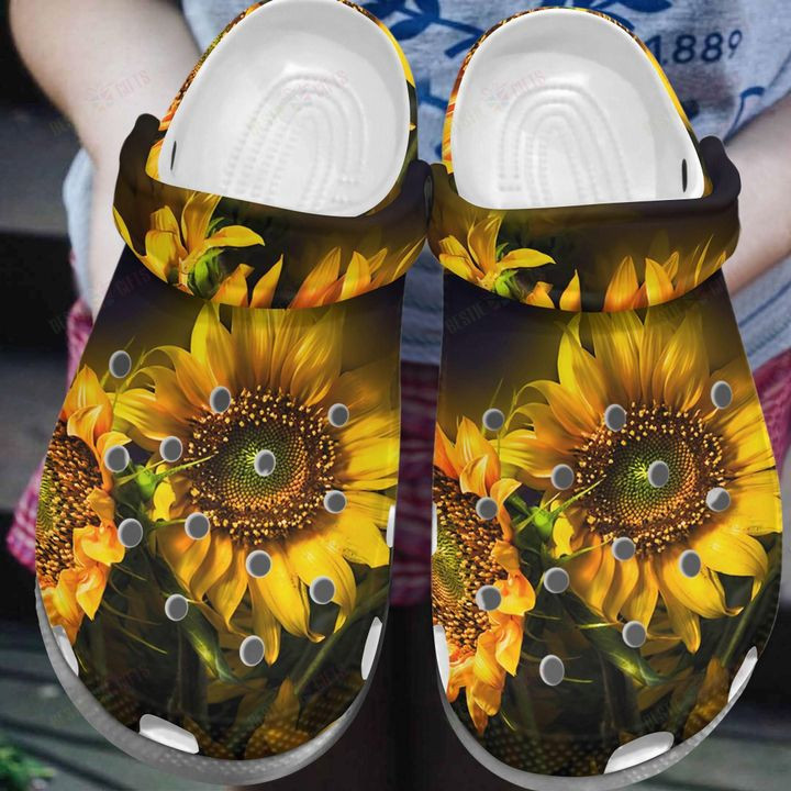 Sunflower White Sole Towards The Sun Crocss Classic Clogs Shoes ...