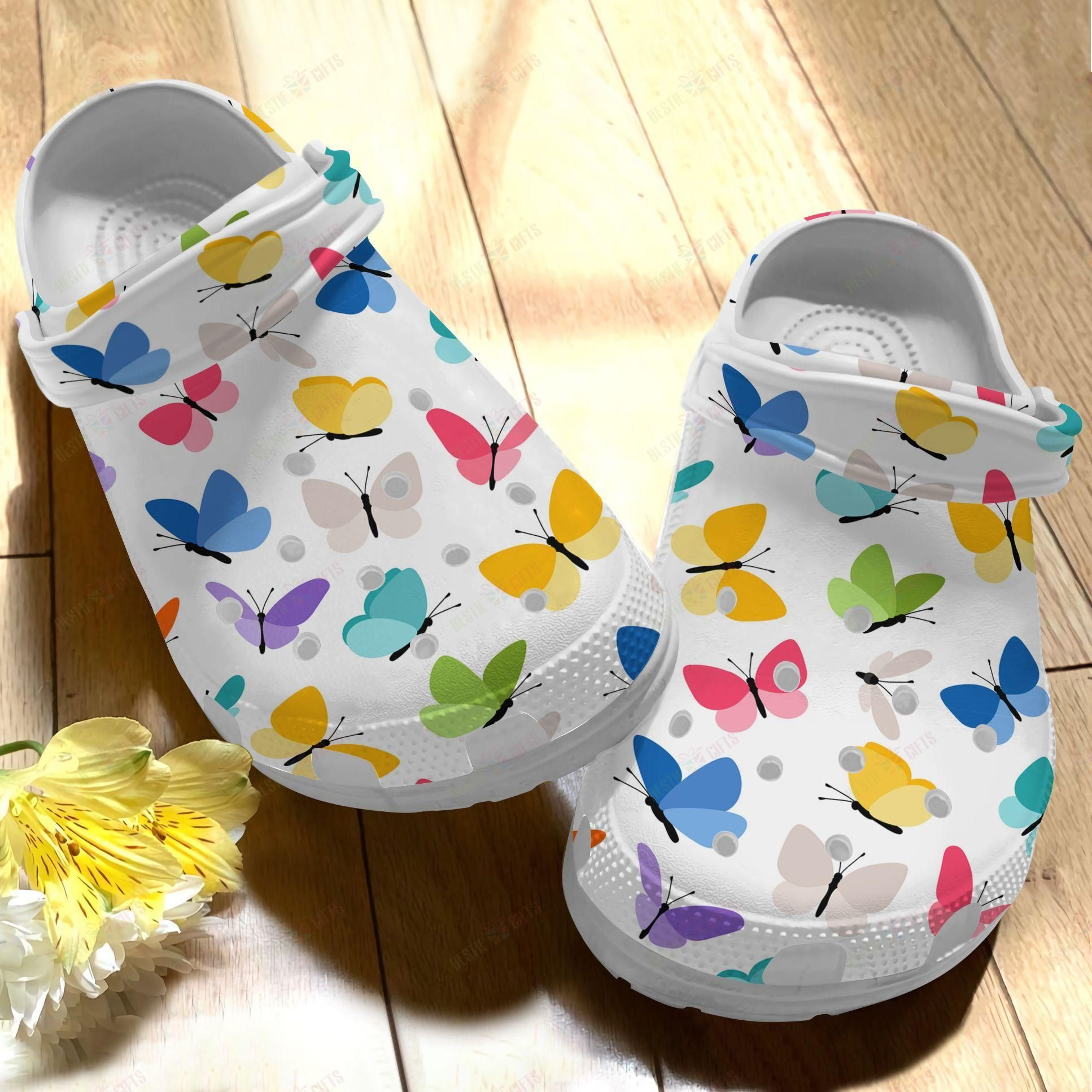 Butterfly Crocs Classic Clog Whitesole Butterfly Collection Shoes ...