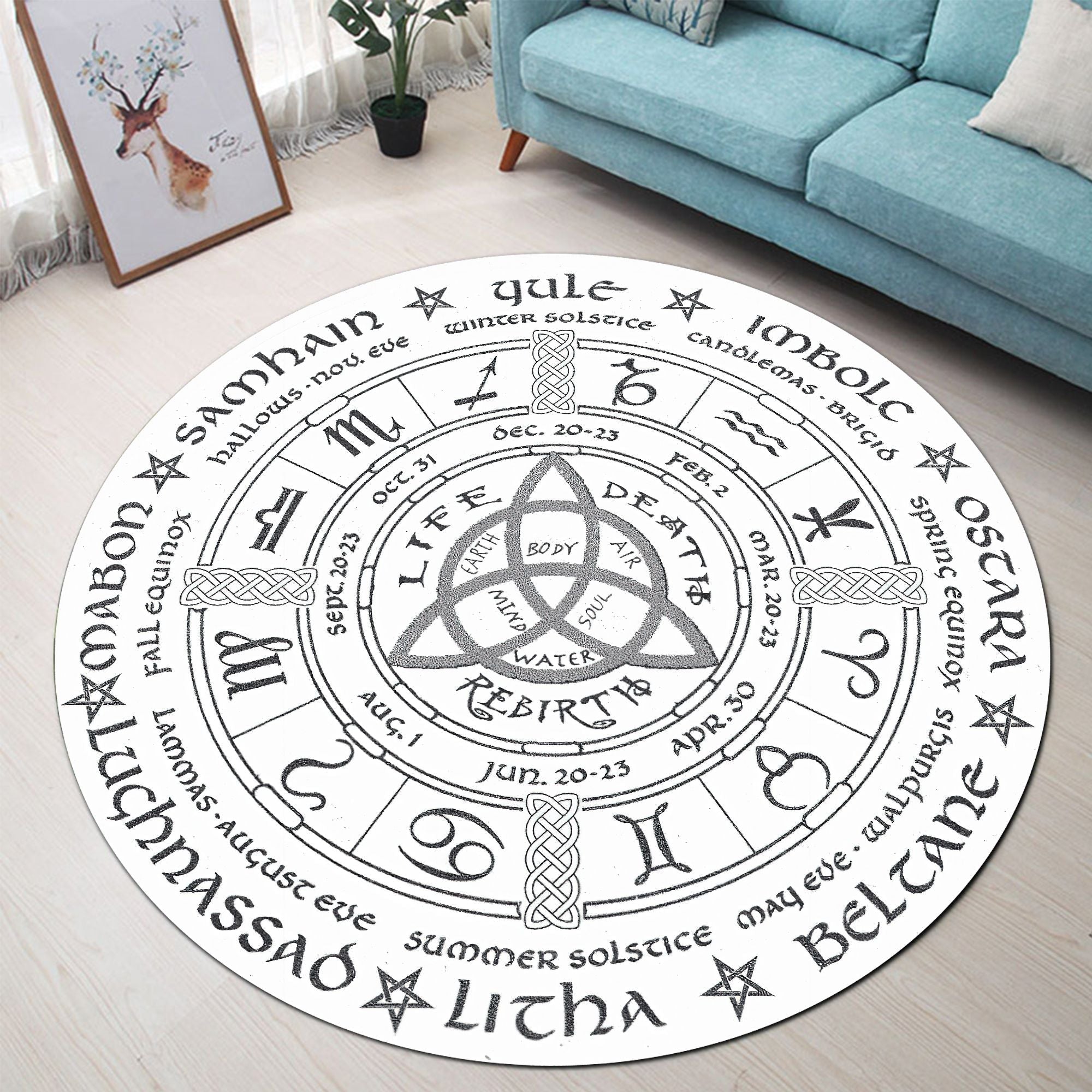 Gearhumans Gearhuman 3D Pagan Wheel Of The Year Round Rug – Wildzill ...