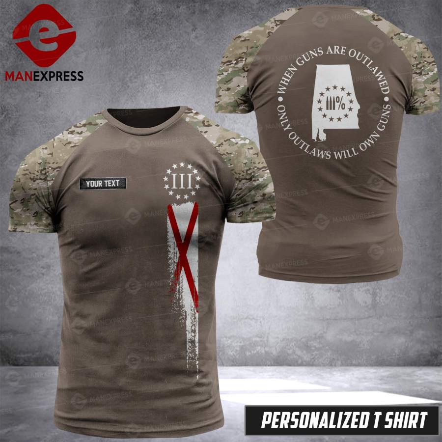 Personalized Alabama 3% – Three percenter 3D Printed Tshirt TMA0307 ...