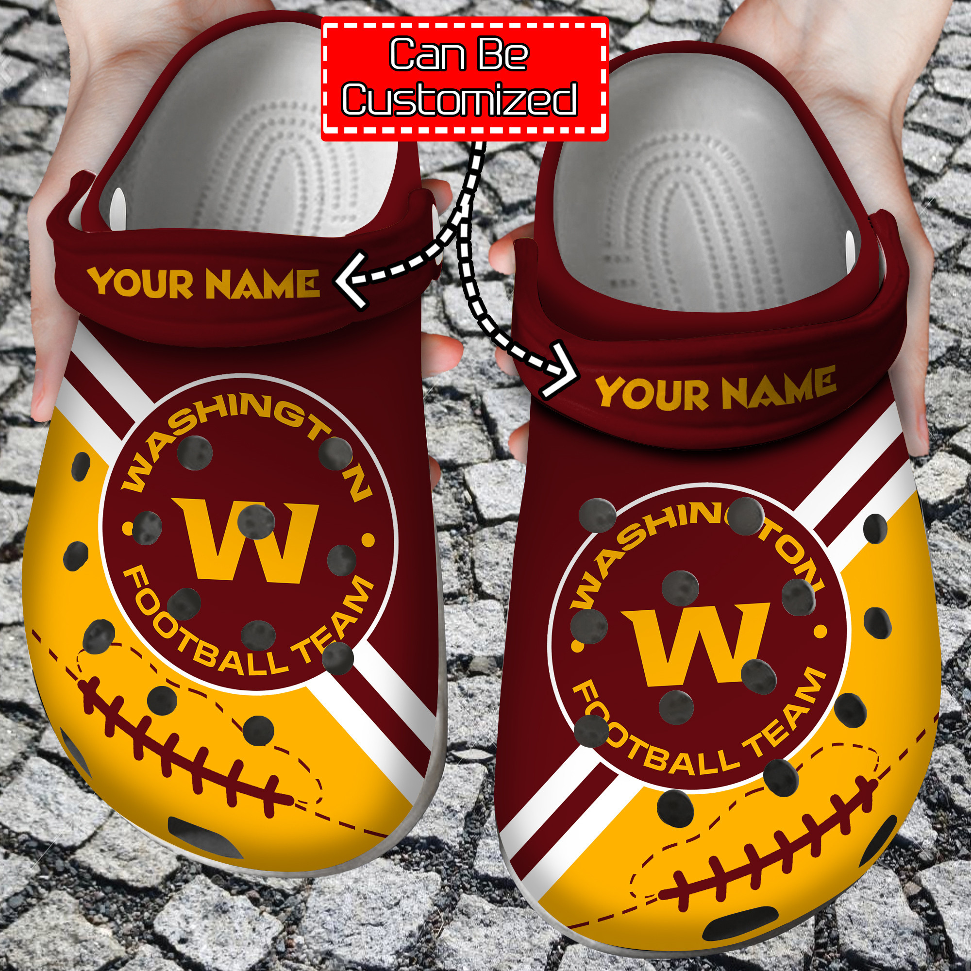 Custom Crocs - Personalized W.Commanders Football Team Rugby Clog Shoes