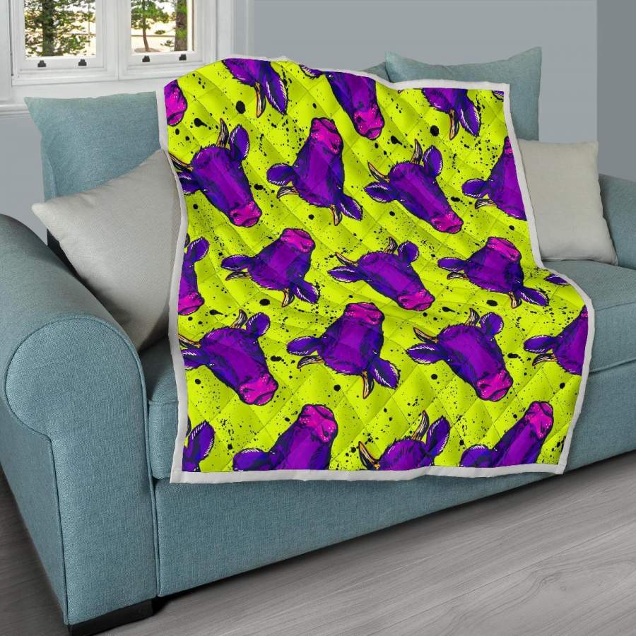 Lime Green And Purple Cow Pattern Print Quilt – Justbeperfect Fashion Shop