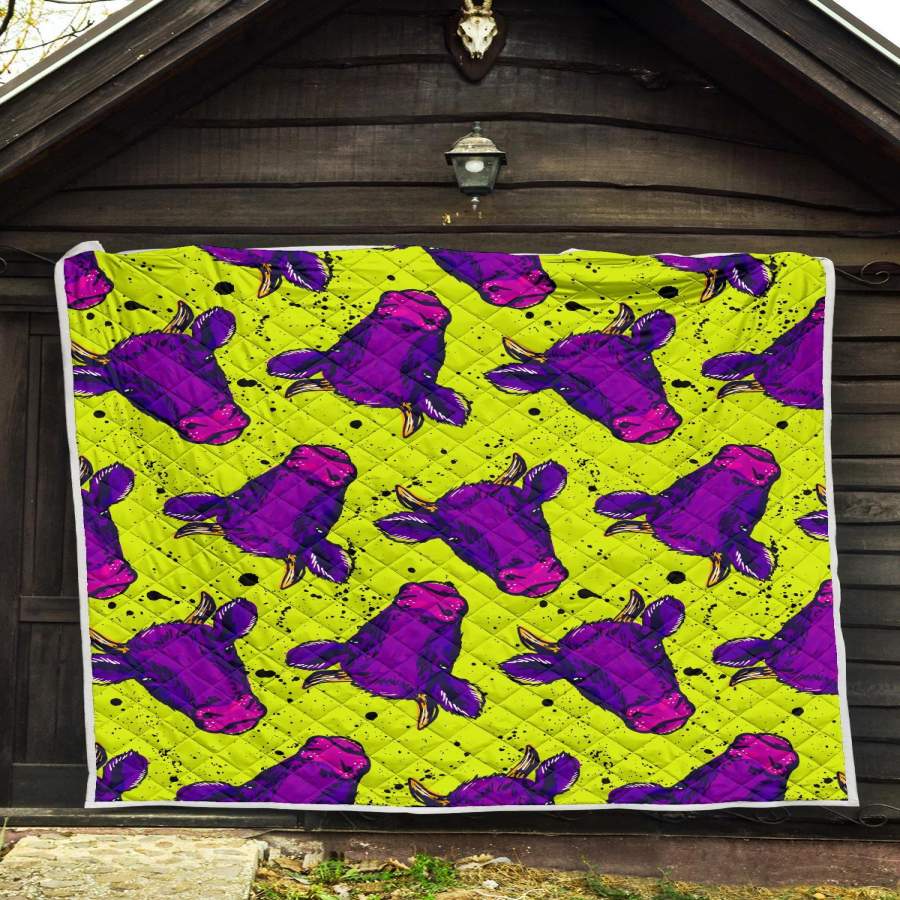 Lime Green And Purple Cow Pattern Print Quilt – Justbeperfect Fashion Shop