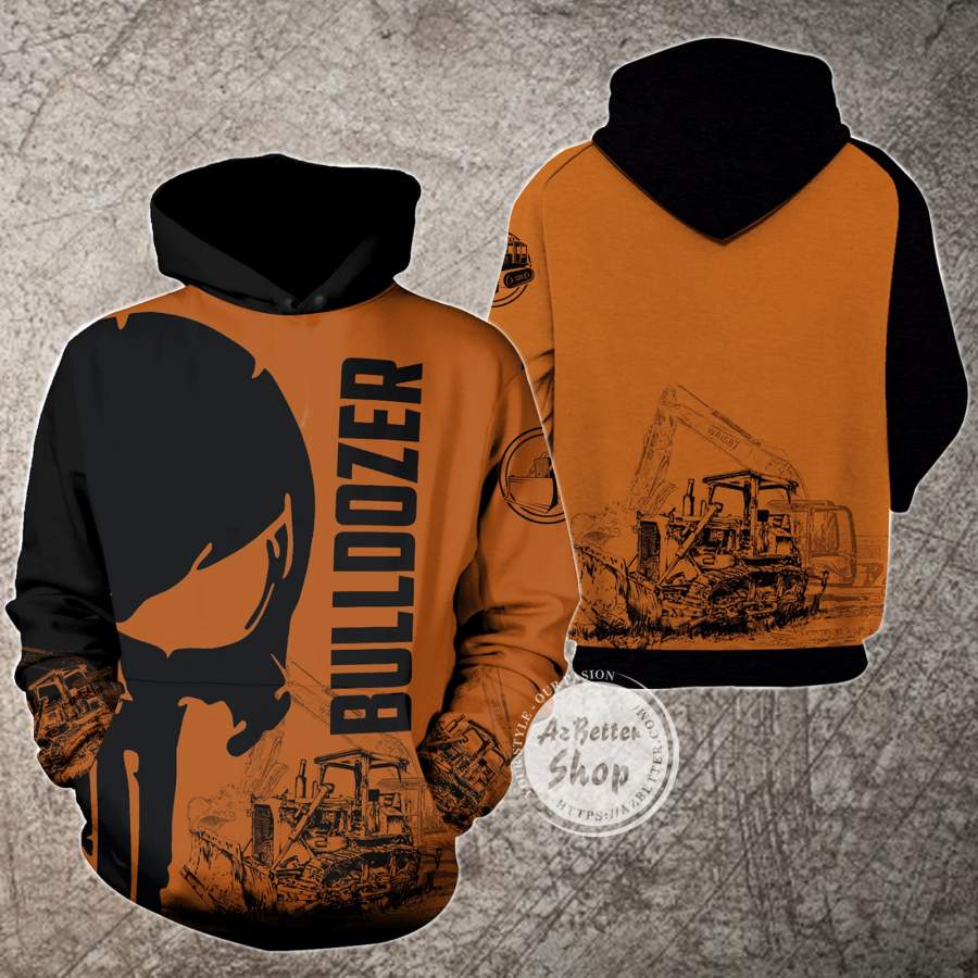 Heavy Equipment Bulldozer Skull Job Life 3D Hoodie – Skull Art Prints