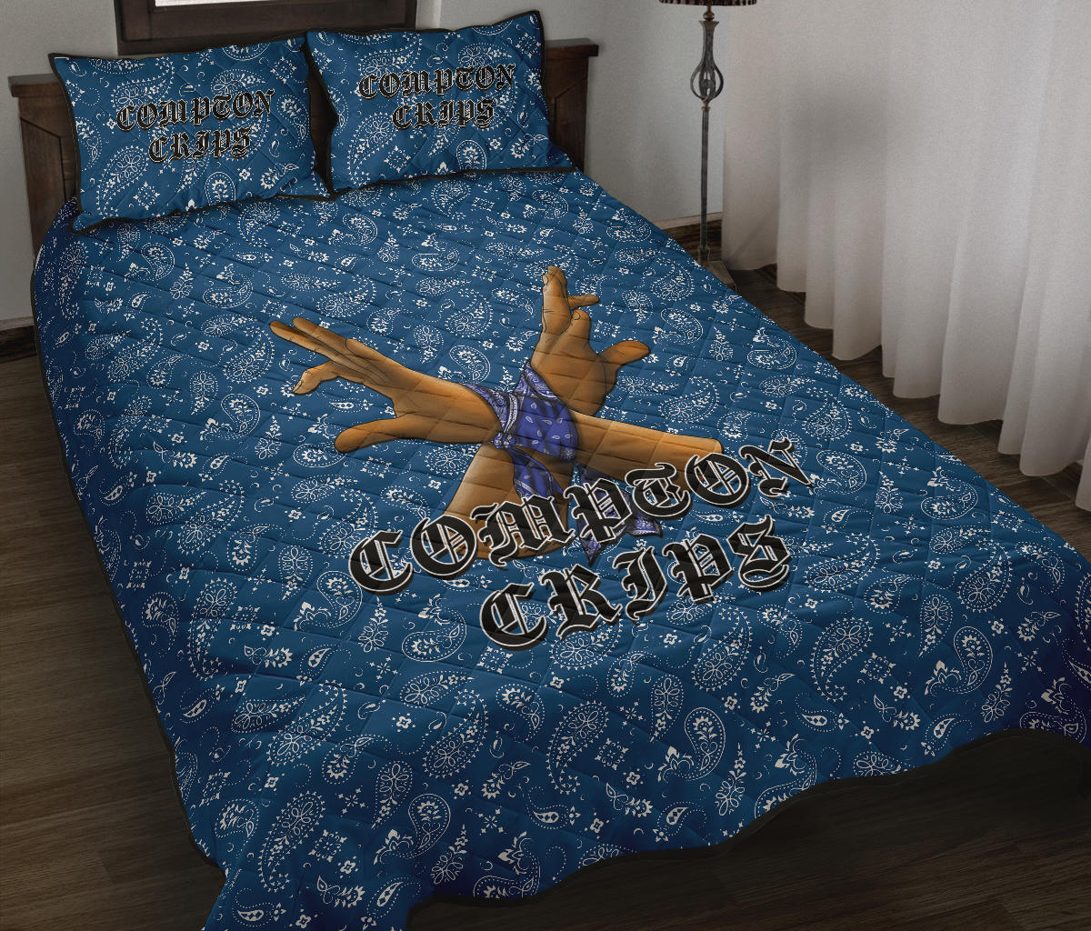 Compton Crips Gang Quilt Bed Set – Blue Bandana Pattern A21 – Wardrobe ...