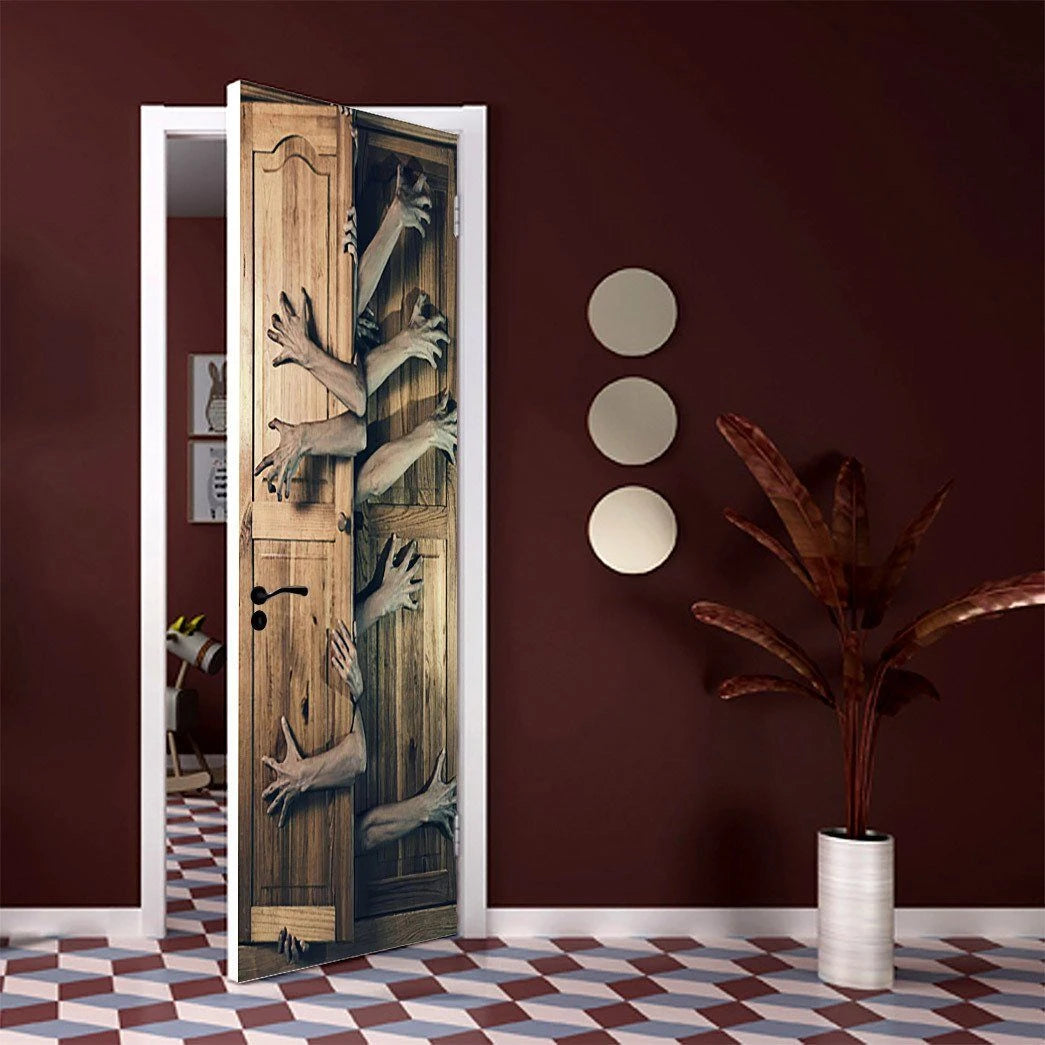 Gearhumans 3D Hands Behind The Door Halloween Custom Door Stickers ...