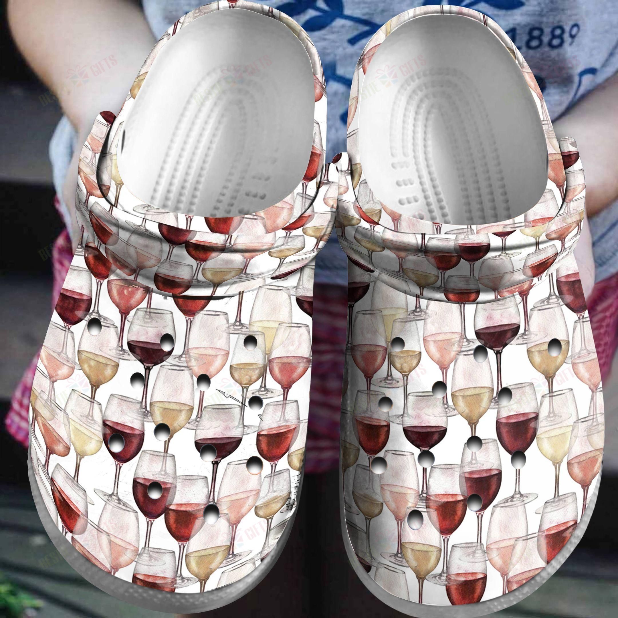 Wine Crocs Classic Clog Wine Galss Pattern Style Shoes – Fashionspicex Shop