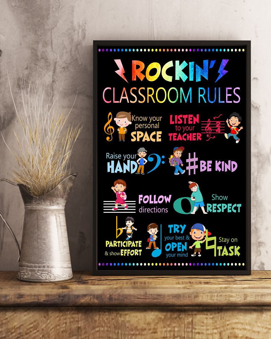 Rockin Classroom Rules Portrait Canvas & Poster Growth Mindset ...