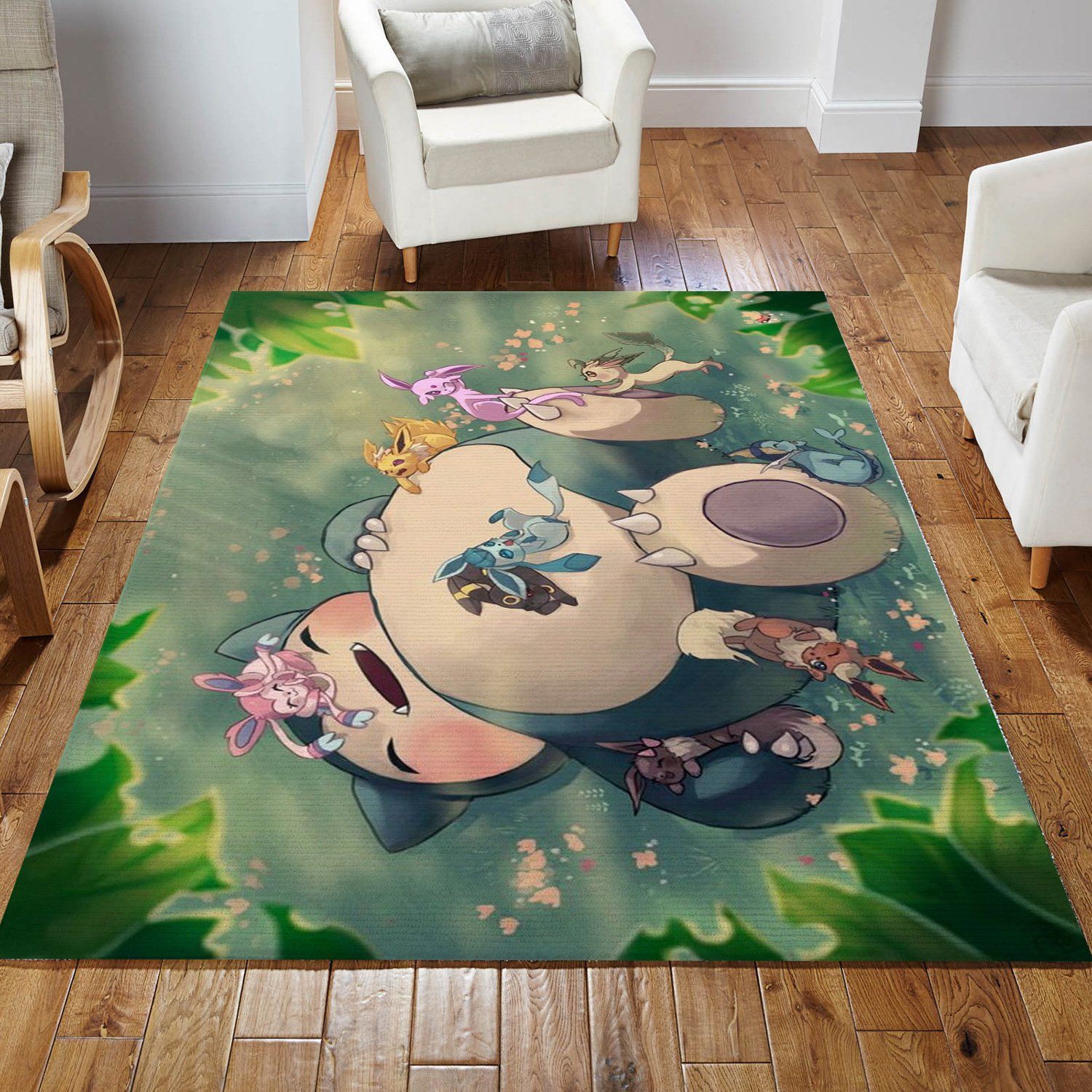 Snorlax Eeveelutions Nap Pokemon Area Rug Geeky Carpet Floor Decor ...