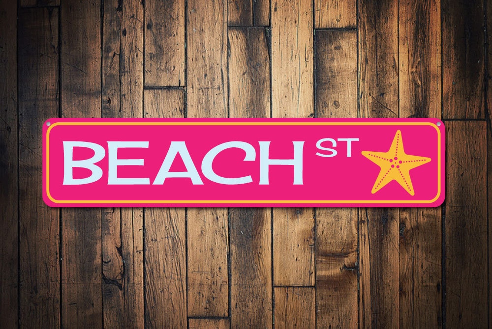 Beach St Sign, Custom Beach Lover Starfish Sign, Metal Beach House ...