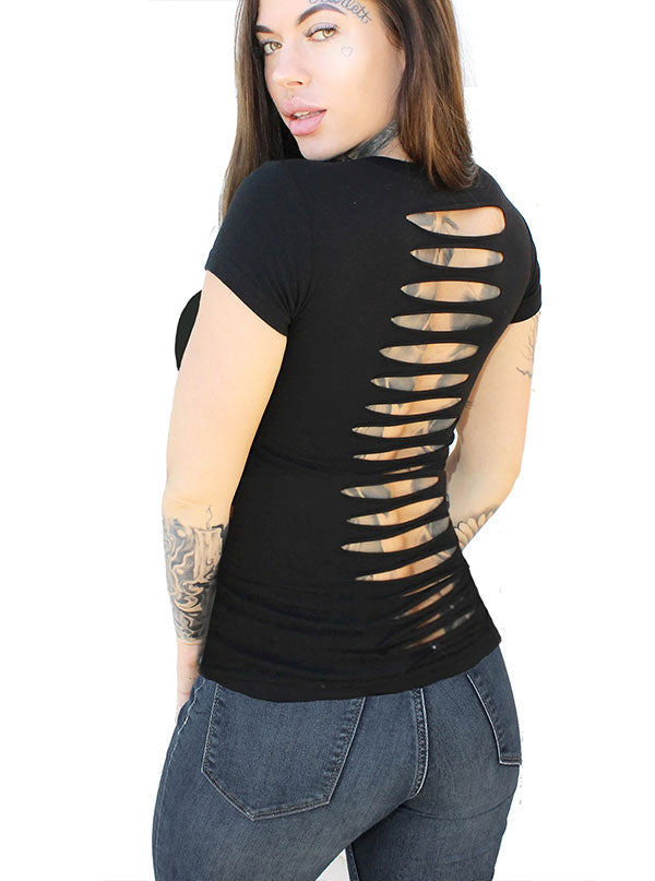 Women'S Pistol Whipped Slashed Tee By Demi Loon - Redditprint NDP Store