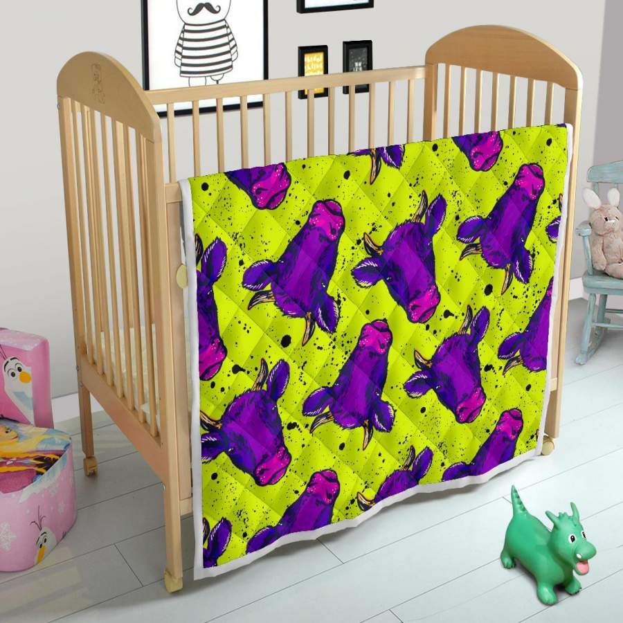 Lime Green And Purple Cow Pattern Print Quilt – Justbeperfect Fashion Shop