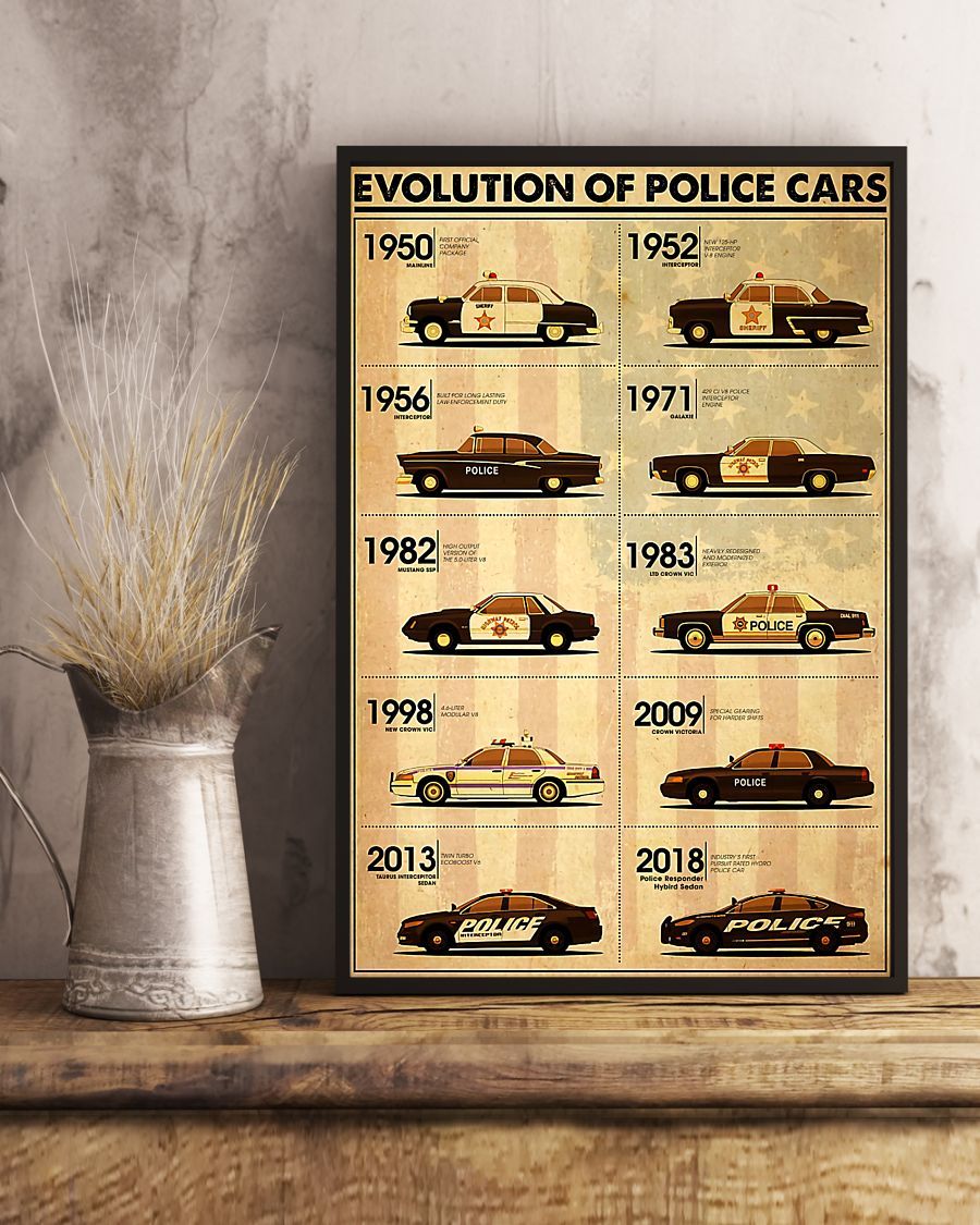 Professions Poster – Police Evolution Of Police Cars Vertical Canvas ...