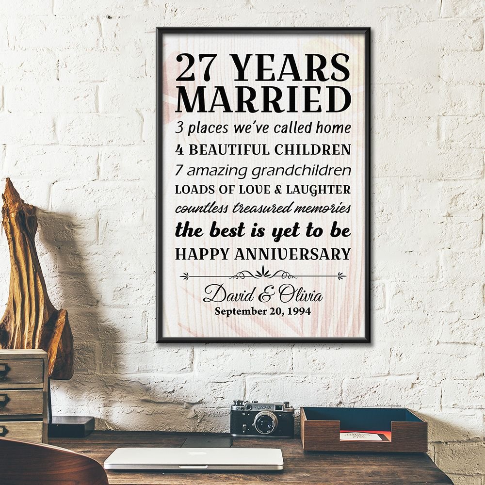 27Th Wedding Anniversary Gifts Poster For Couple Grandparents Grandpa 