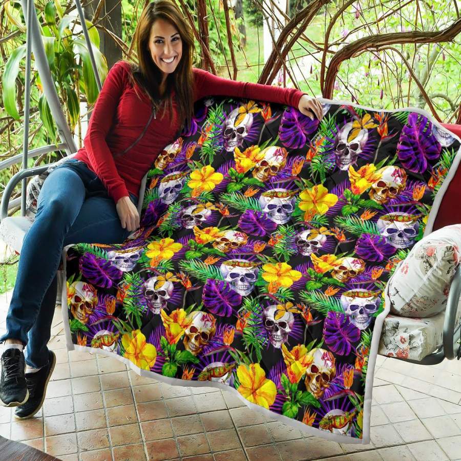Purple Tropical Skull Pattern Print Quilt – Justbeperfect Fashion Shop