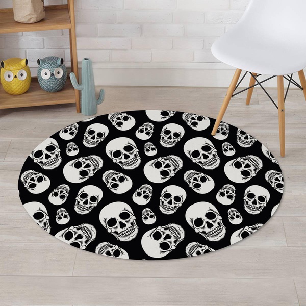 Black Skull Round Rug – Skull Art Prints