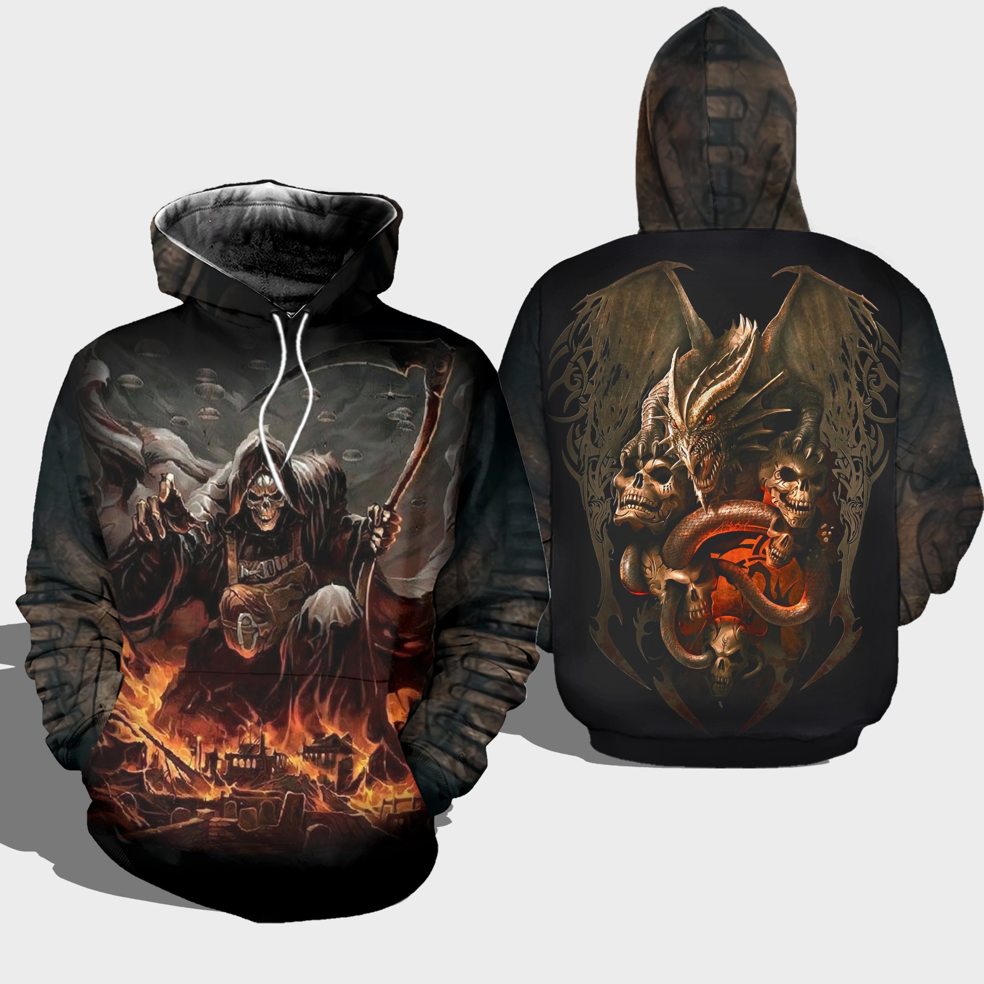 BeKingArt 3D Skull Death Reaper Skull Go To Hell – Skull Art Prints