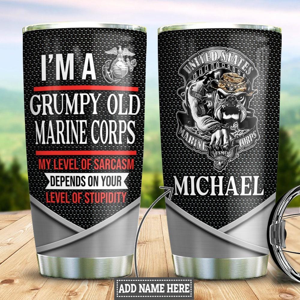 Personalized Veteran Tumbler Cup Designs Grumpy Marine Corps Veteran ...