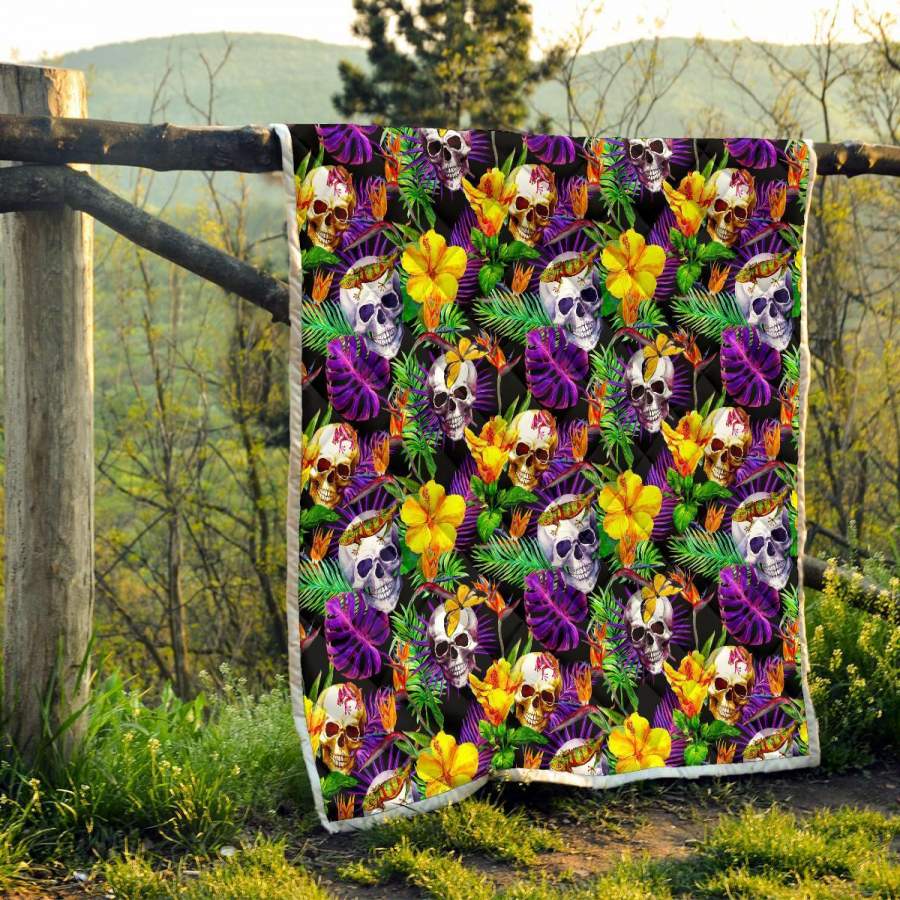 Purple Tropical Skull Pattern Print Quilt – Justbeperfect Fashion Shop