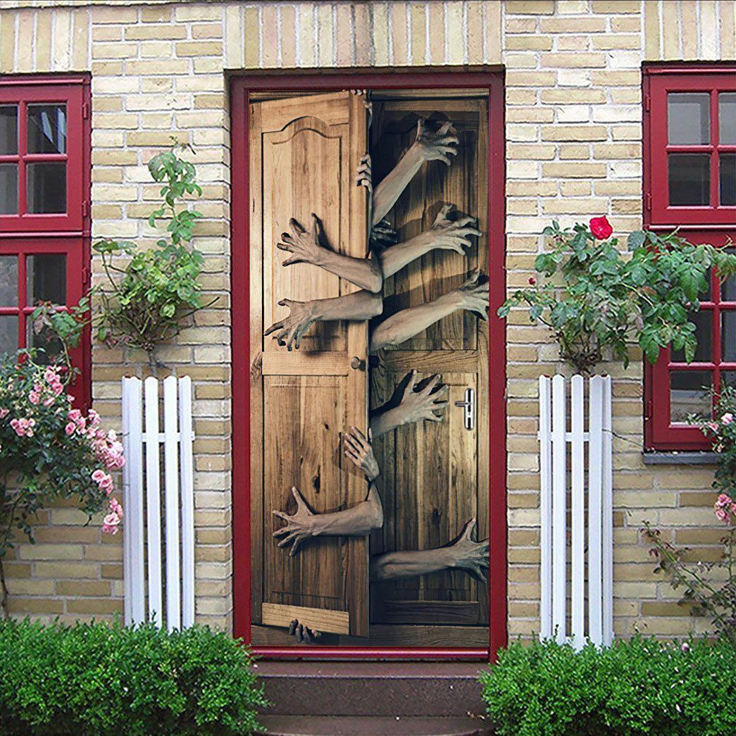 Gearhumans 3D Hands Behind The Door Halloween Custom Door Stickers ...
