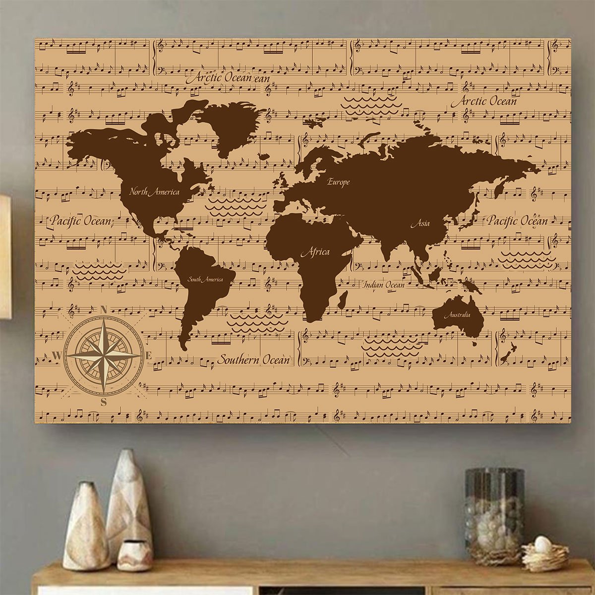 Music World Map Poster Horizontal - Poster Art Design