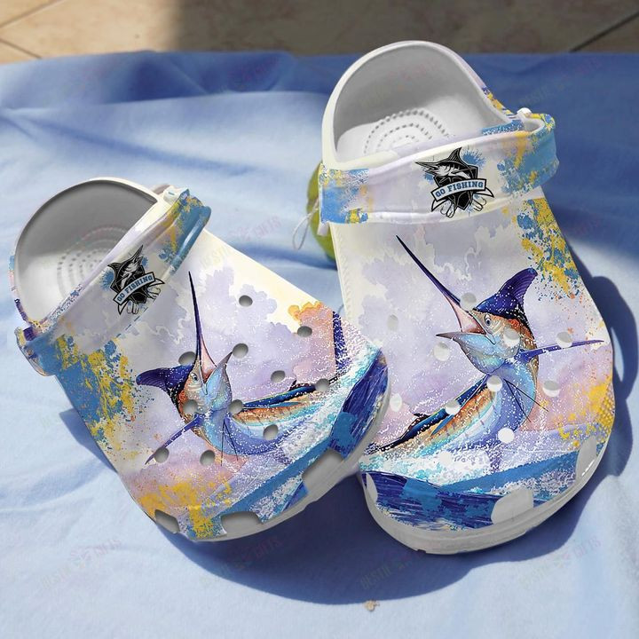 Blue Marlin Crocss Classic Clogs Shoes For Men Women Kids – Lesbiplanting