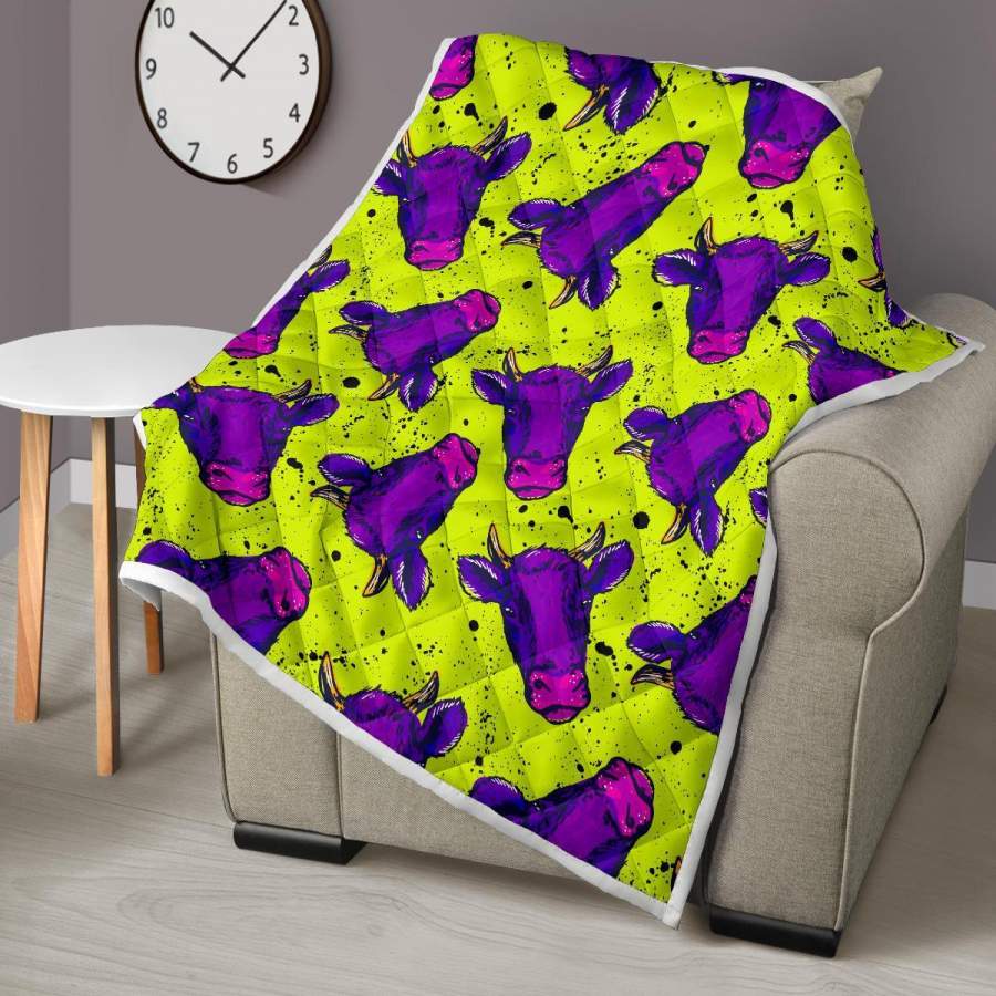 Lime Green And Purple Cow Pattern Print Quilt – Justbeperfect Fashion Shop