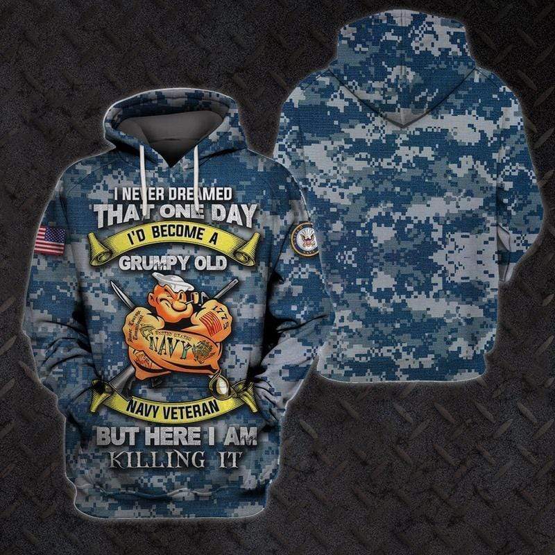 Grumpy Old Popeye Navy Veteran Camo Hoodie 3D #V - Jasaust Store