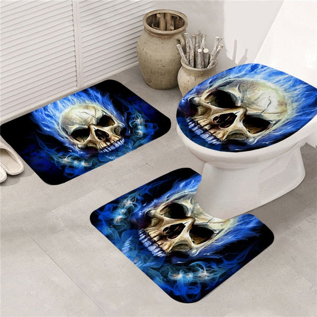 Flame Skull Fire Toilet Cover Rugs – Skull Art Prints