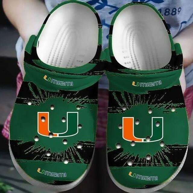 Miami Hurricanes In Green Crocs Crocband Clog Comfortable Water Shoes ...
