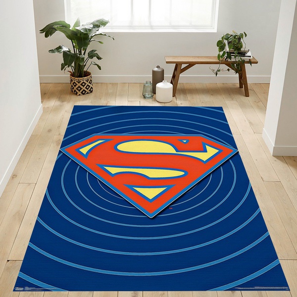 Dc Comics Superman Classic Logo Area Rug Bedroom Rug US Gift Decor ...