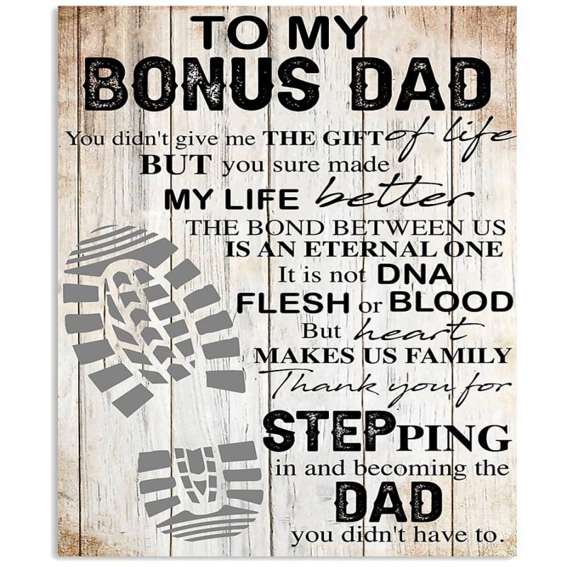 To My Bonus Dad Thank You For Stepping In Vertical Poster - Poster Art ...