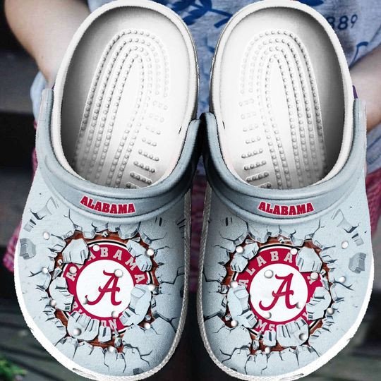 Alabama Crimson Tide Logo Broken Wall Crocs Classic Clogs Shoes ...