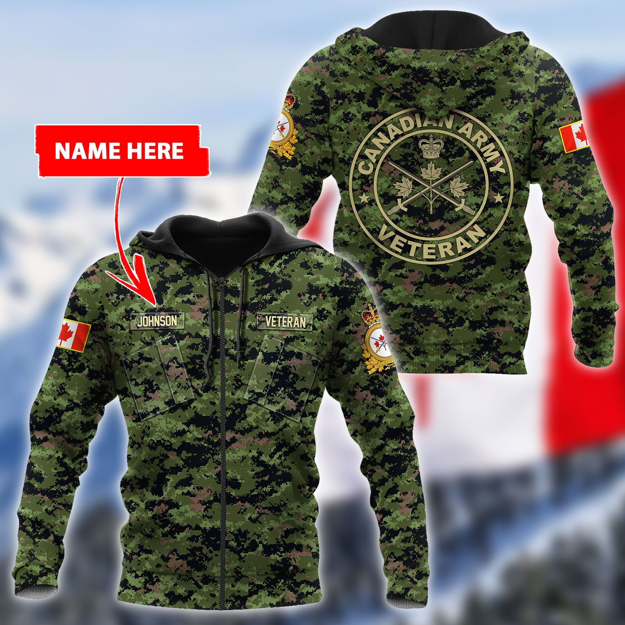 Custom Name XT Canadian Army Veteran 3D Printed Shirts Pi06042105 ...