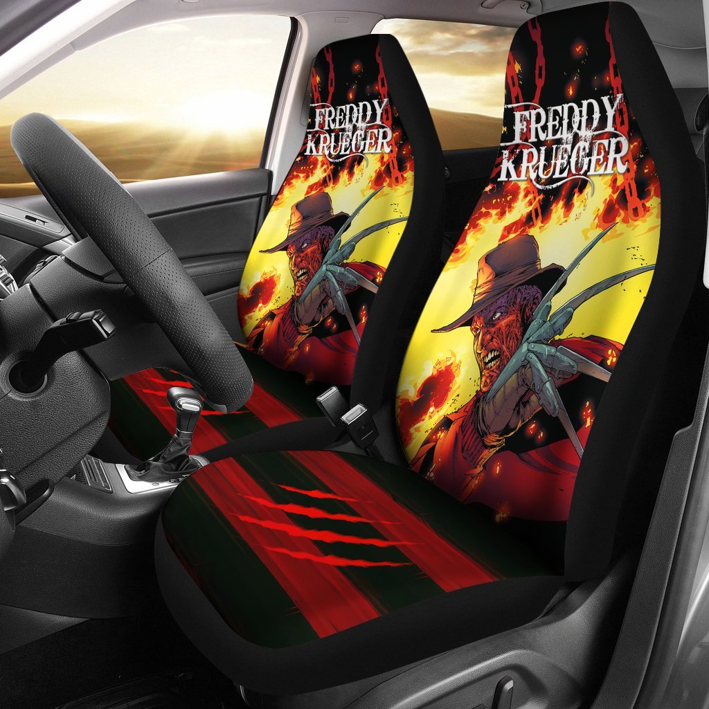 Horror Movie Car Seat Covers | Freddy Krueger Flaming In Fire Seat ...