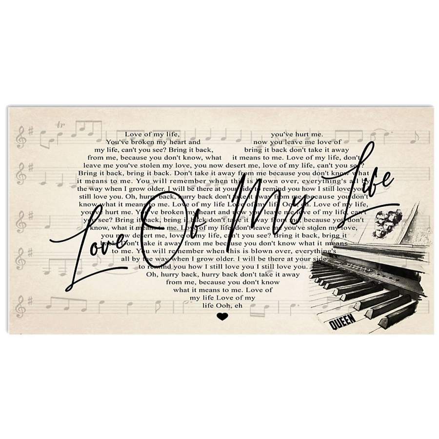 Queen Love Of My Life Script Song Lyric Horizontal Poster – Posterveto
