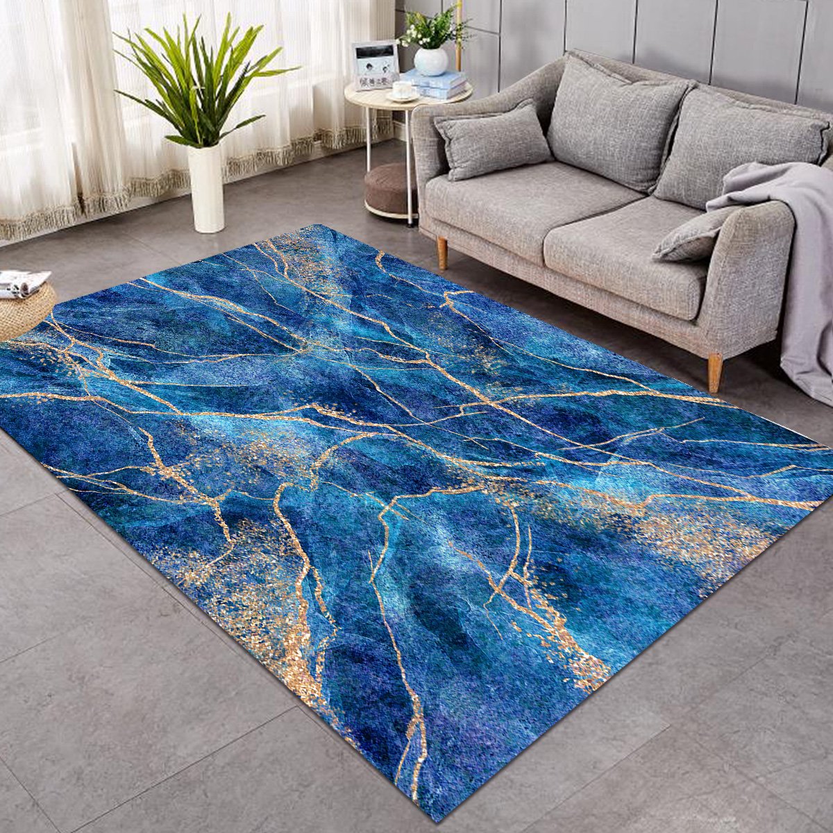 Glittered Blue Marble GWBJ15087 Rug
