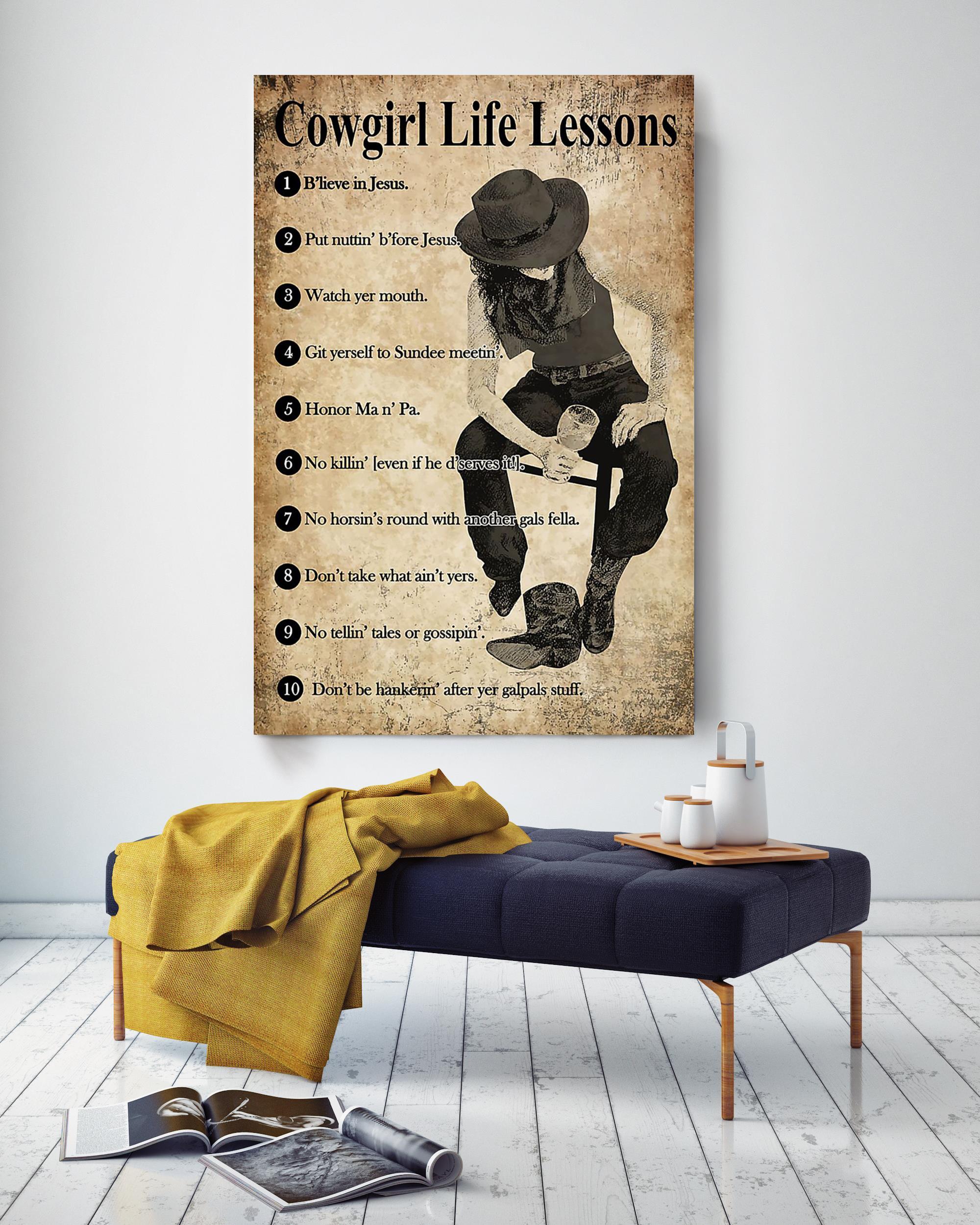 Cowgirl Life Lesson Quotes Poster For Cowgirl Cowboy Gift Poster ...