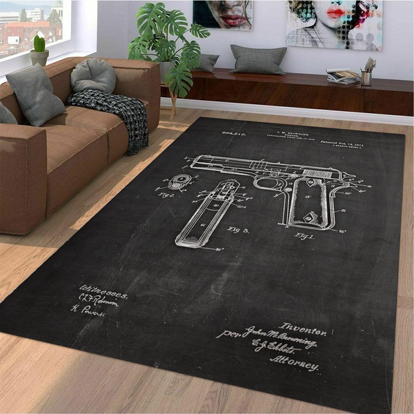Colt 1911 Semi-automatic Pistol Patent Blueprint Area Rug – Buzz insect ...