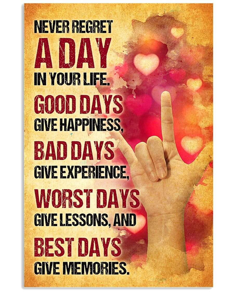 18KKSL-Sign Language – Never Regret A Day Poster SKY Vertical Poster ...
