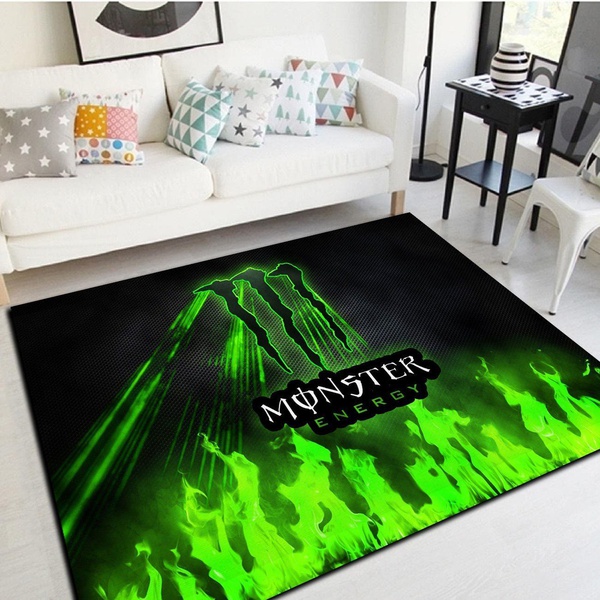MONSTER energy Logo Area Rug, Living Room Bedroom Carpet, Floor Mat ...