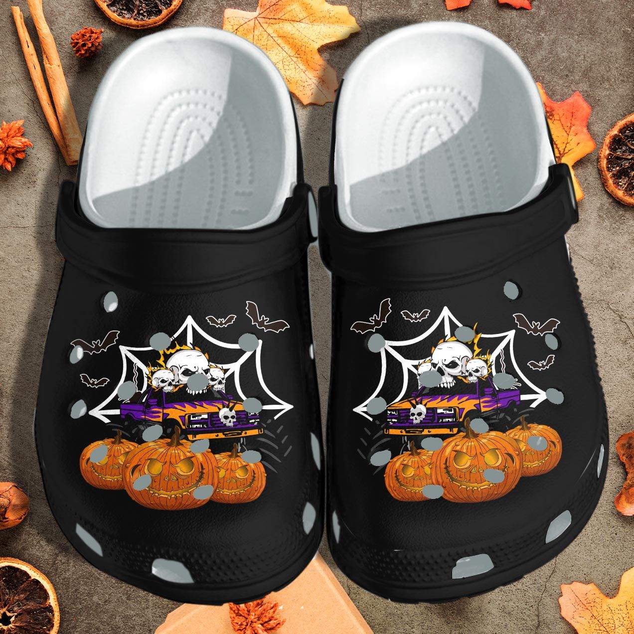 Skull Tattoo Trucker Dad Gifts Halloween Shoes Clog Crocs Crocband Clog ...